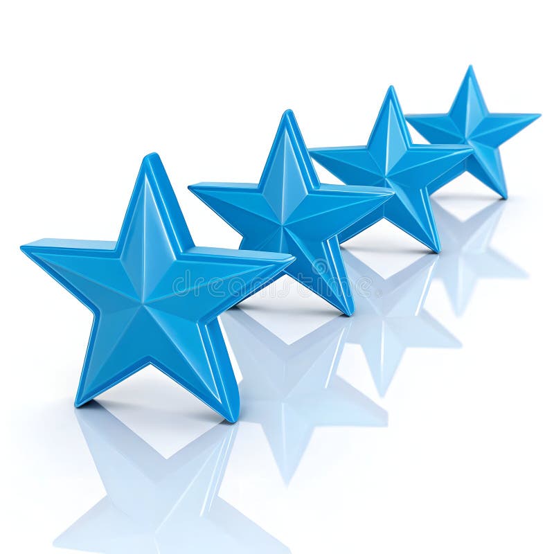 Five Shiny Blue Stars 3D Render Stock Illustration - Illustration of ...