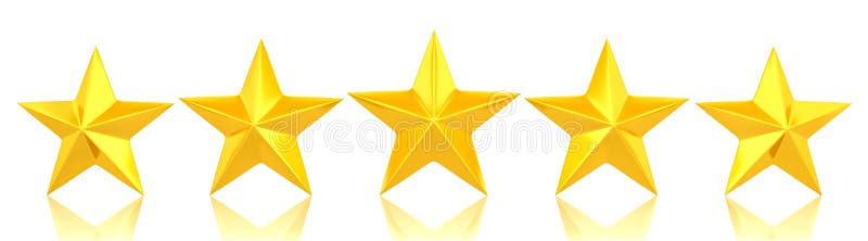 Five Shiny Golden Stars - 3d Rendering Stock Illustration ...