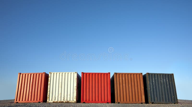 Five shipping containers stock image. Image of freight - 32244135