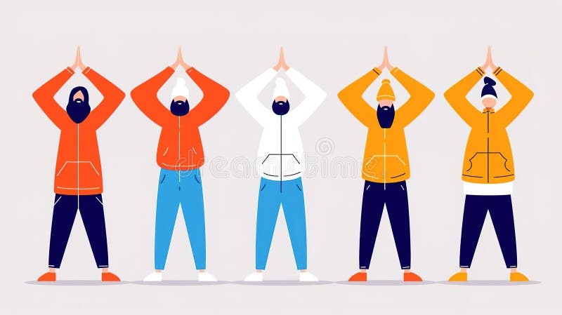 Five Sikh Men in Different Colored Clothing and Turbans Standing in a ...