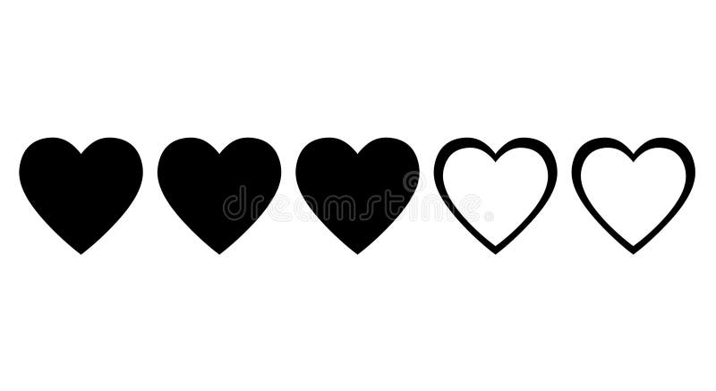 Five Simple Black and White Hearts: a Minimalist Graphic Design Stock ...