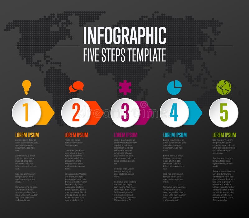 Five Simple Color Steps Process Infographic Template Stock Vector ...