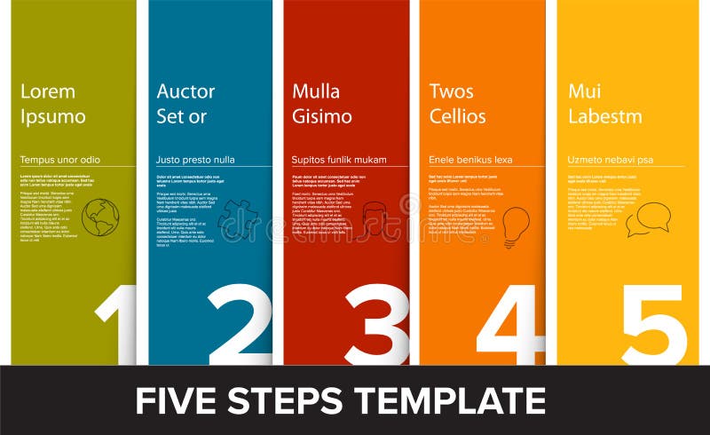 Five Simple Color Steps Process Infographic Template Stock Vector ...