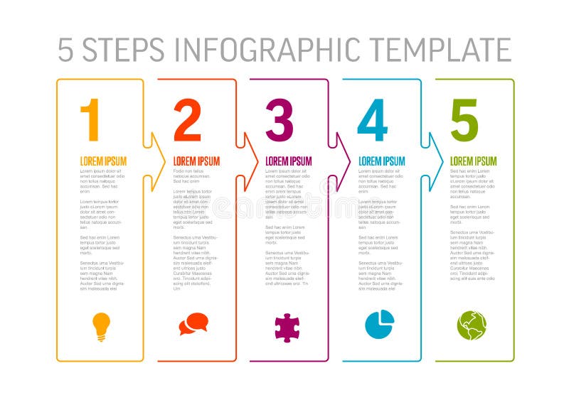 Five Simple Color Steps Process Infographic Template Stock Vector ...
