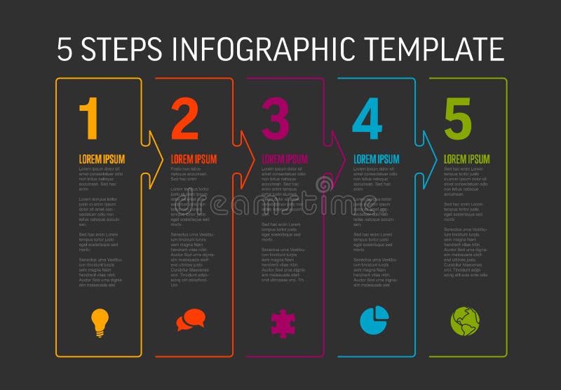 Five Simple Color Steps Process Infographic Template Stock Vector ...