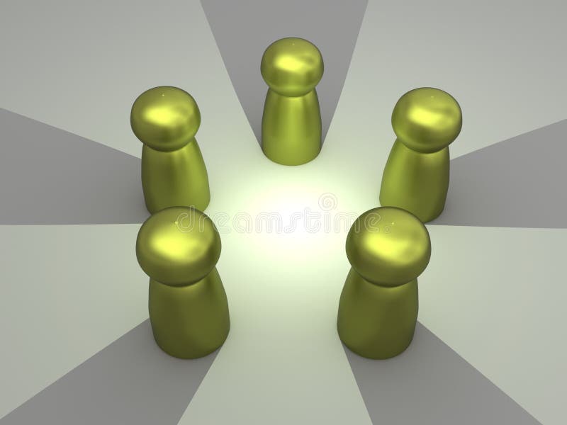 Five Simple Human Figures Meeting Forming a Circle Stock Illustration ...