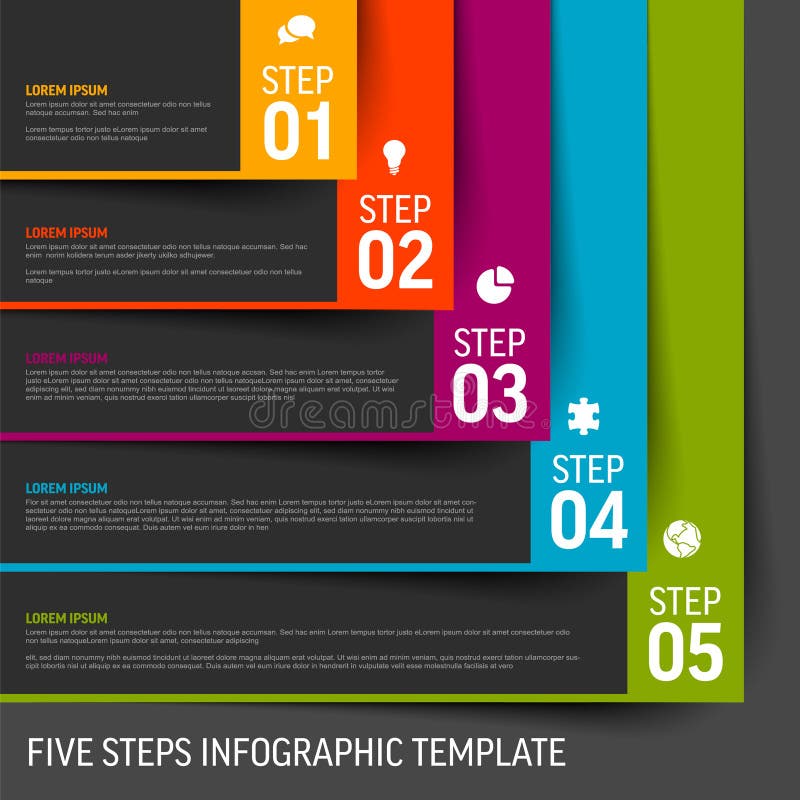 Five Simple Slips of Paper As Steps Process Infographic Template on ...