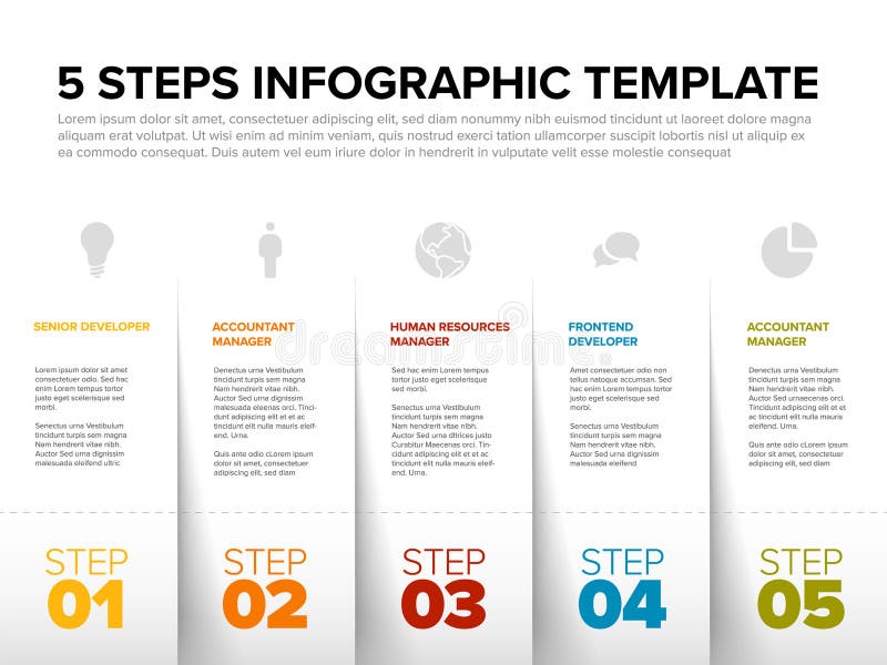 Five Simple Slips of Paper As Steps Process Infographic Template on ...