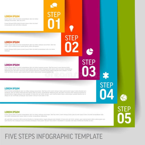 Five Simple Slips of Paper As Steps Process Infographic Template on ...