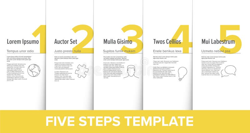 Five Simple Yellow Steps Process Infographic Template Stock Vector ...
