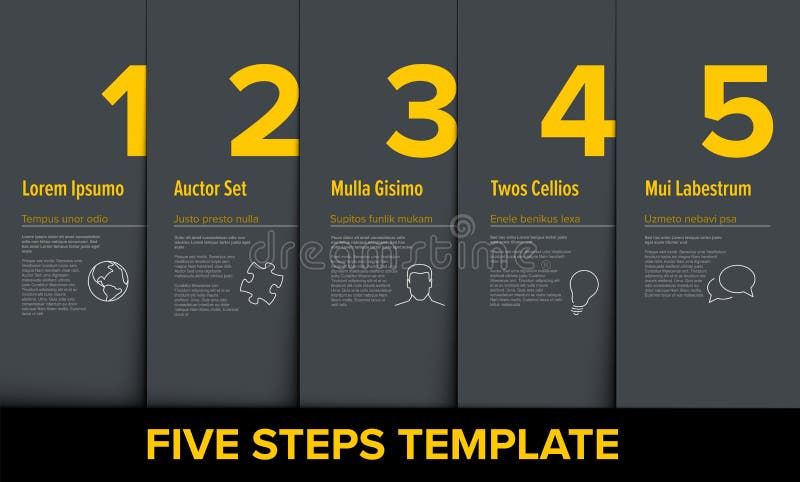 Five Simple Yellow Steps Process Infographic Template Stock Vector ...