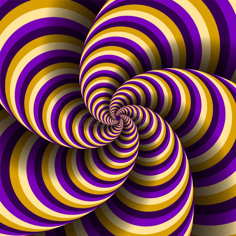 Five-sleeved Expanding Spiral of Color Stripes. Moving Optical Illusion ...