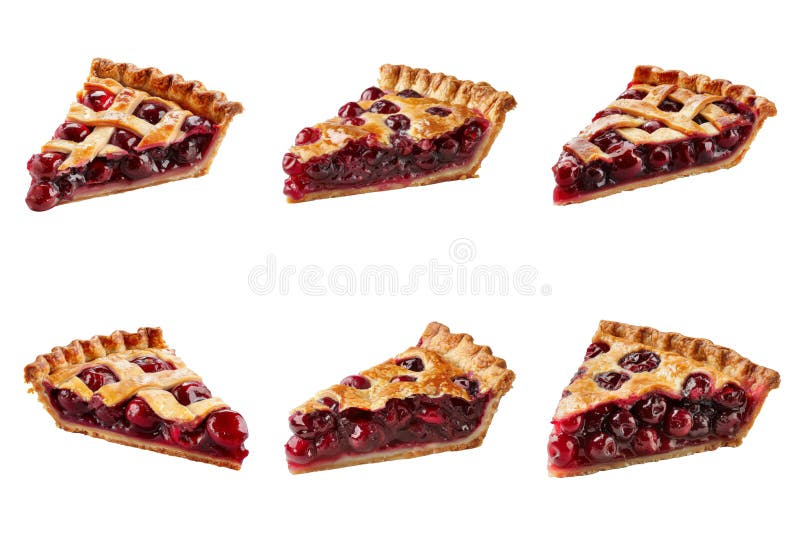 Five Slices of Cherry Pie with Lattice Crust Stock Illustration ...