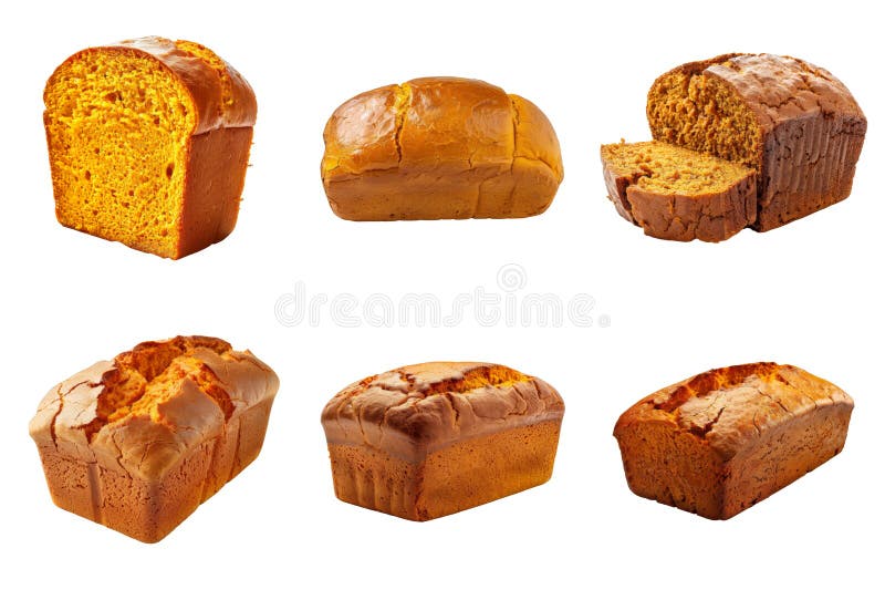 Five Slices of Golden Brown Bread, One Cut in Half Stock Image ...