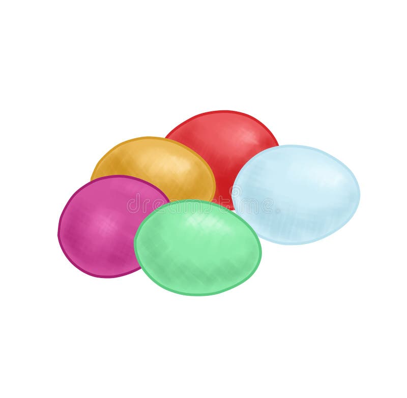 Five solid colored eggs stock illustration. Illustration of colored ...