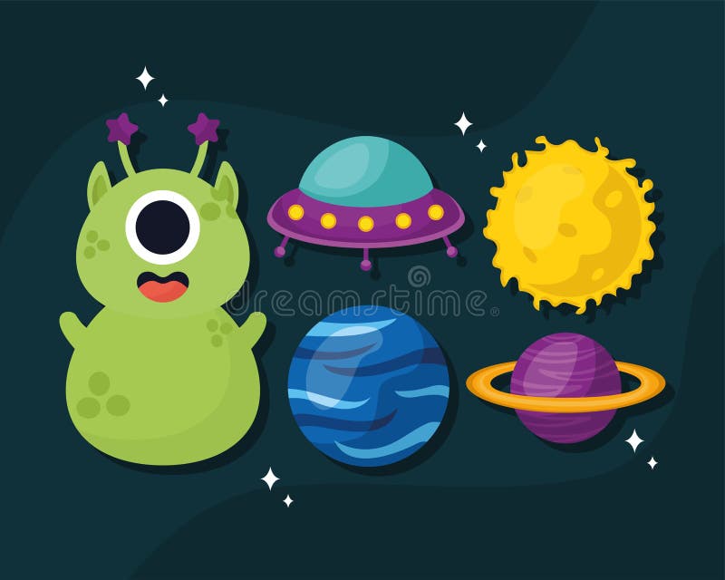 Five space icons stock vector. Illustration of vector - 249469375