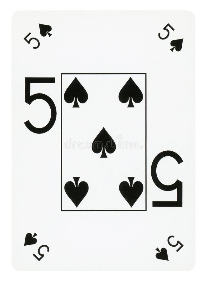 Five of Spades Playing Card - Isolated on White Stock Image - Image of ...