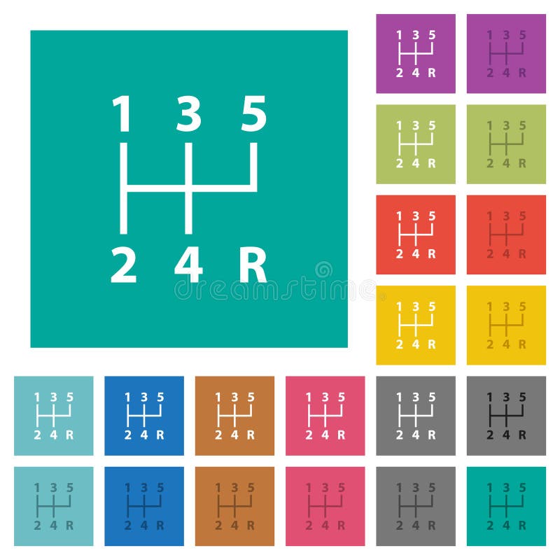 Five Speed Manual Gear Shift Square Flat Multi Colored Icons Stock ...