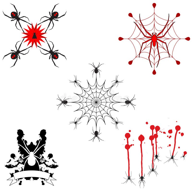 Five spider designs stock vector. Illustration of brown - 4018372