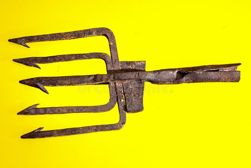 Five Spikes Rusty Trident Isolated Stock Image - Image of rusty, lock ...