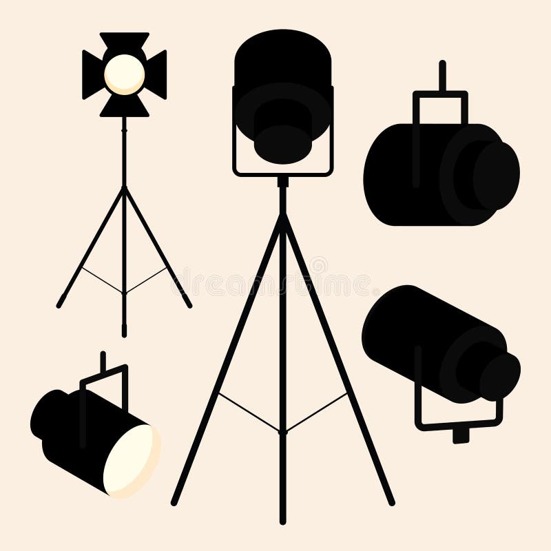 Five Spotlight Reflector Icons Stock Vector - Illustration of design ...