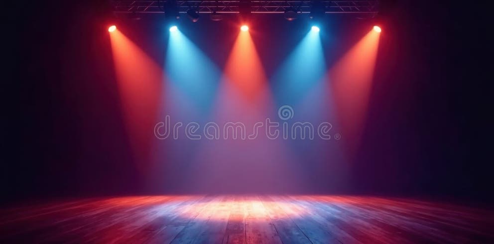 Five Spotlights Converge on a Bare Stage, Creating a Powerful Visual ...