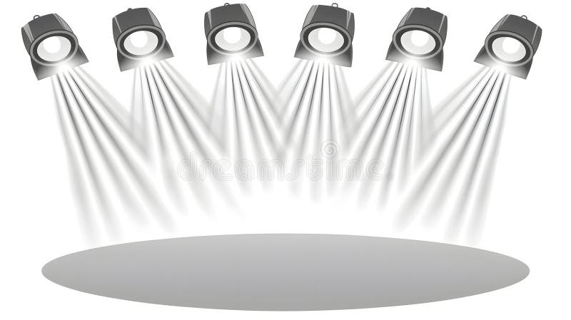 Five Spotlights Illuminating a Central Stage Area Stock Illustration ...