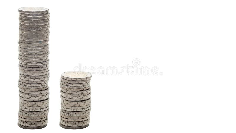 Five Stacks Towers of Different Coins Appearing, Growing, Showing ...