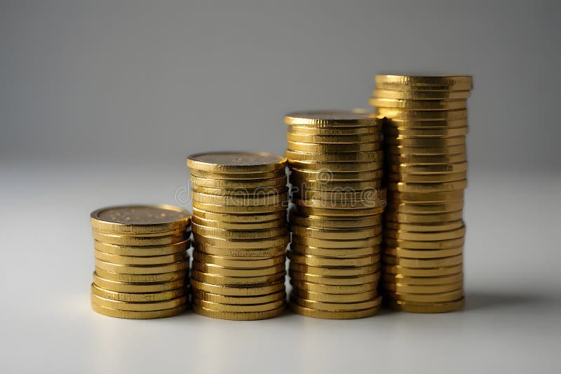 Five Stacks of Coins Stacked High Stock Image - Image of dollar ...