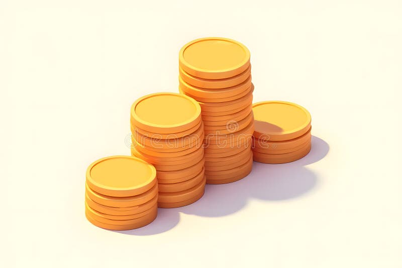 Five Stacks of Coins Stacked High Stock Image - Image of economy, penny ...