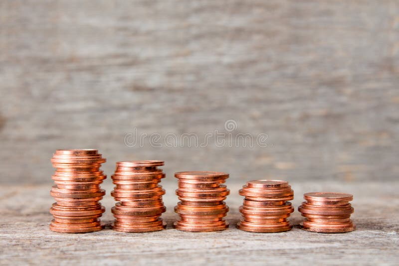 Five Stacks of Copper Coins Stock Image - Image of copper, currency ...