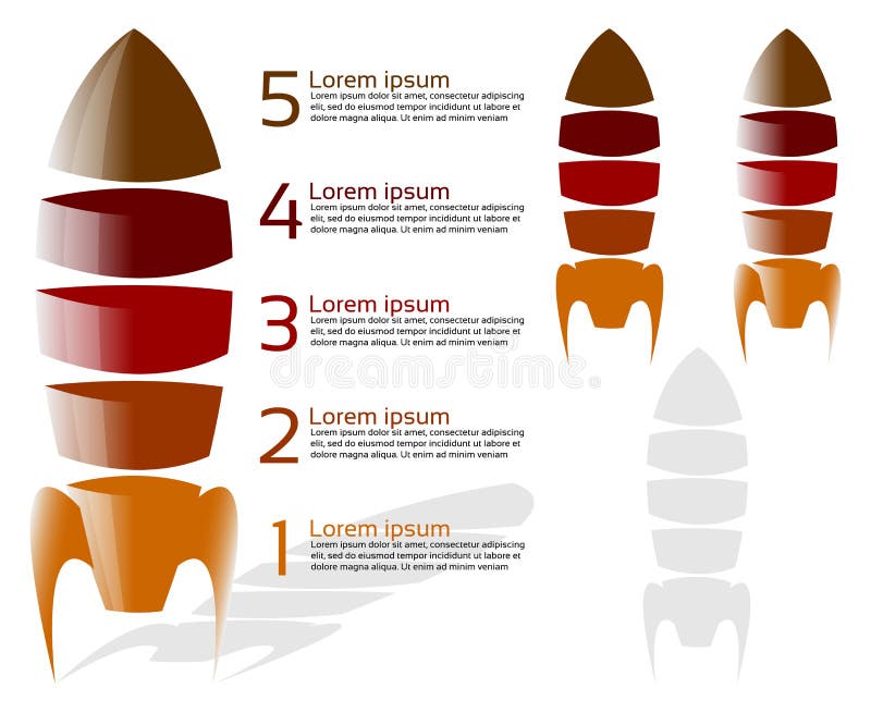 Three Stage Rocket Infographic Stock Vector - Illustration of option ...