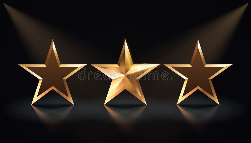 Five Star Award, Gold Stars on Black Background. Vector Illustration ...
