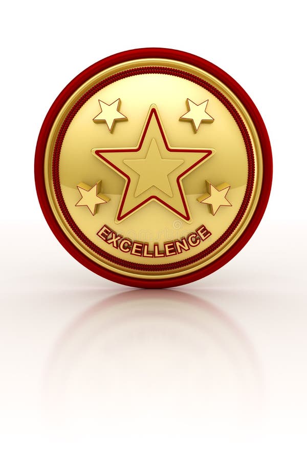 Excellence Award with Five Stars Stock Illustration - Illustration of ...