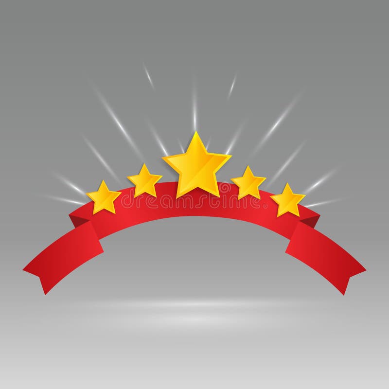 Five Star Golden Rating, Feedback Creative Vector Illustration with Red ... Five Star Golden Rating, Feedback Creative Vector Illustration with Red ...