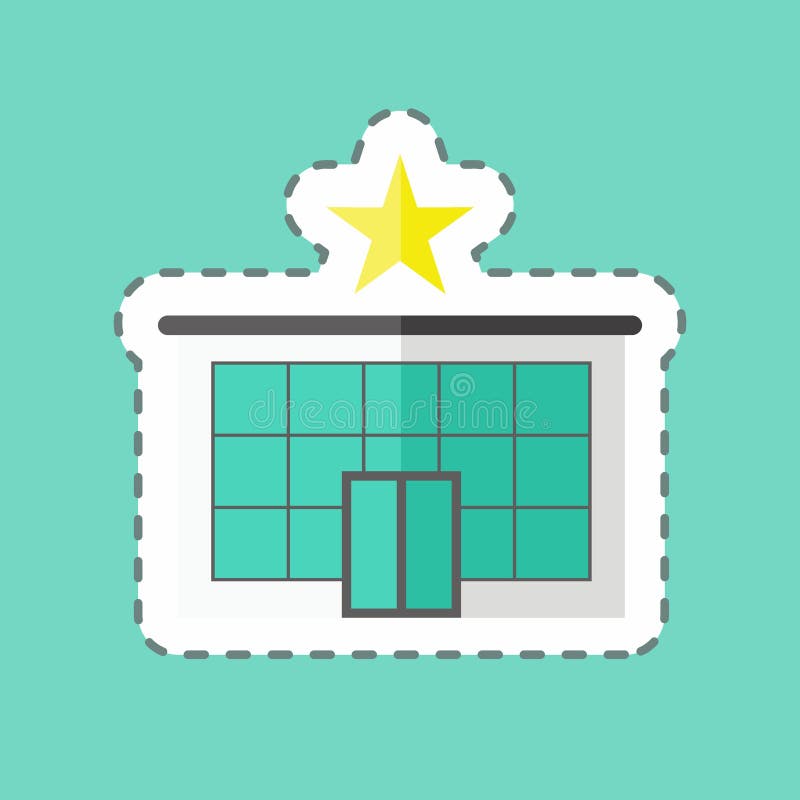 Five Star Hotel Sticker in Trendy Line Cut Isolated on Blue Background ...