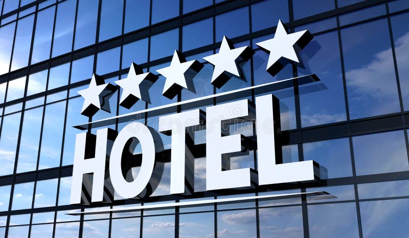 Five Star Hotel - Typographical Concept, Sign on Glass Building Stock ...