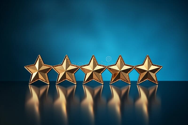 Five Star Rating on Blue Background Generative Ai Stock Illustration ...