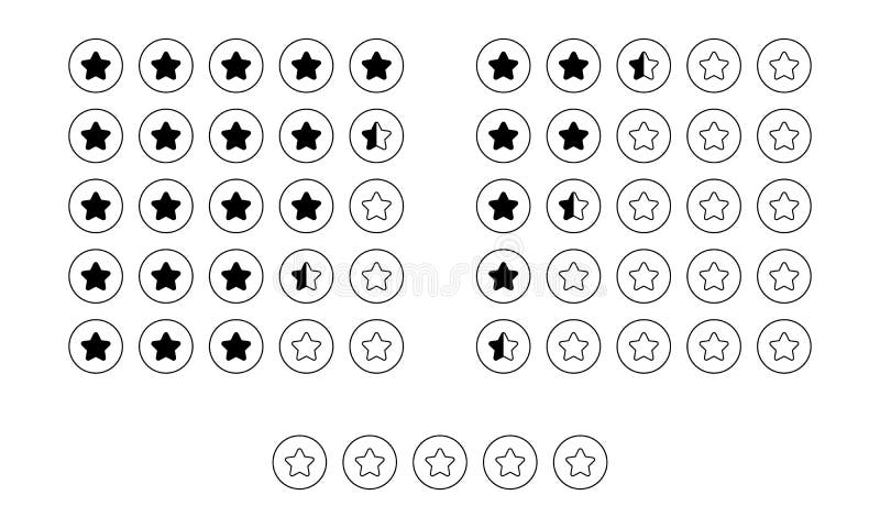 Five-star Rating Button Icon Vector Isolated on Circle Line Background ...