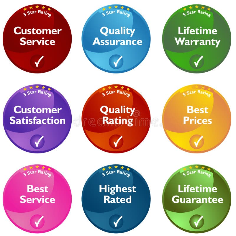 Five Star Rating Buttons stock vector. Illustration of checklist - 16826934