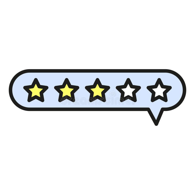 Five Star Rating Icon. Three Yellow Stars, Two White Stars. Feedback ...