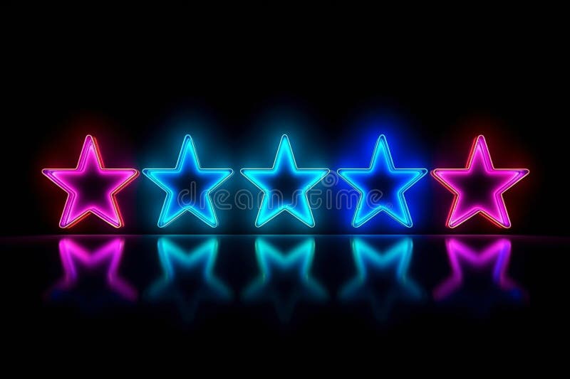 Five Star Rating Symbol with Neon Light Effect Generative Ai Stock ...