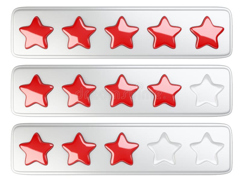Red Five Star Rating System. Stock Illustration - Illustration of blank ...