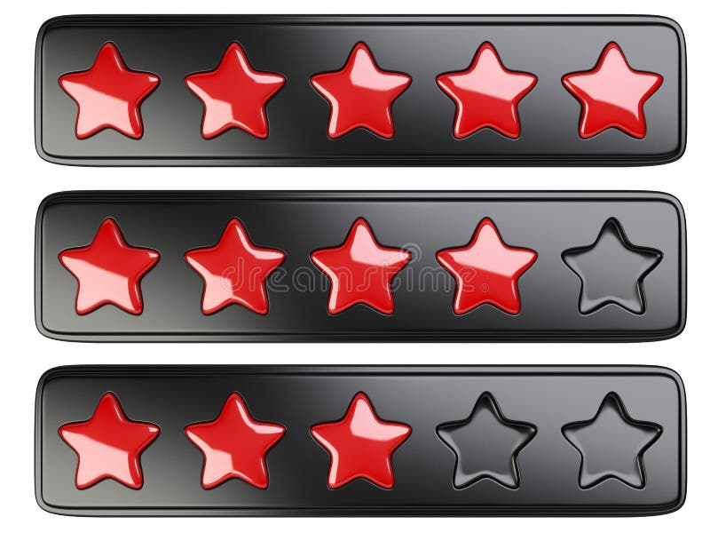 Red Five Star Rating System. Stock Illustration - Illustration of blank ...