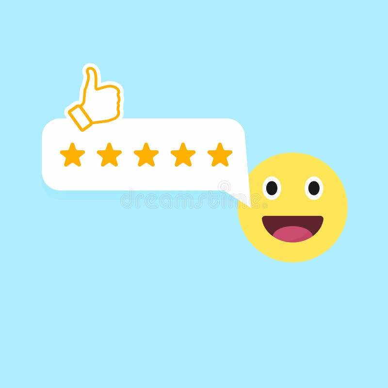 Five Star Rating with Thumbs Up and Smiley Face Stock Vector ...