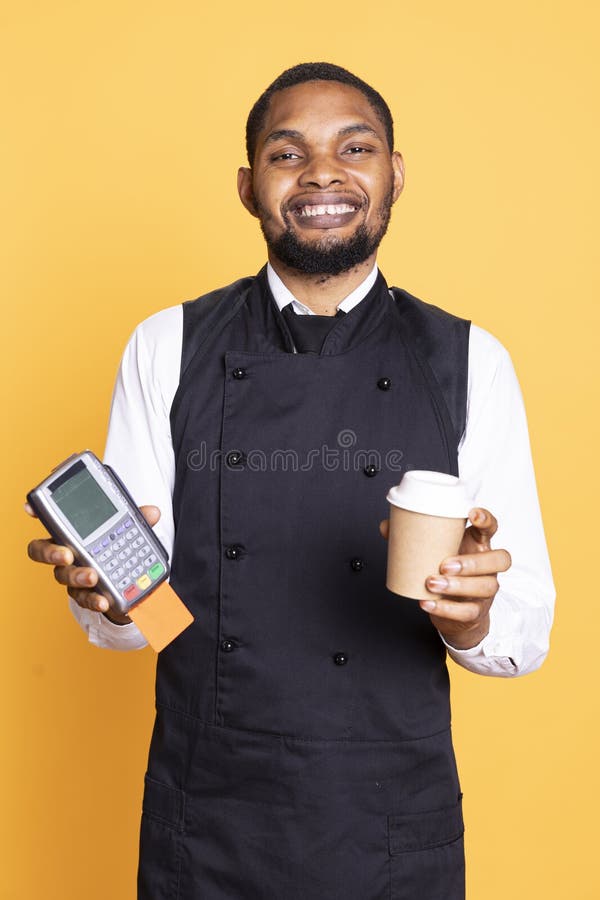 Five Star Restaurant Staff Asking for Meal Payment and Tips with Pos ...