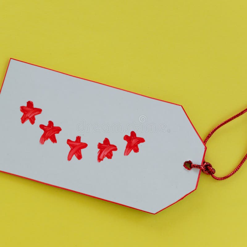 Five-star Review on a Label. Feedback Concept Stock Photo - Image of ...