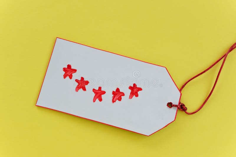 Five-star Review on a Label. Feedback Concept Stock Photo - Image of ...