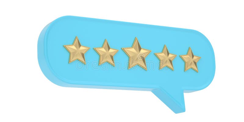 Five Star Review Speech Bubble, 3D Rendering. 3D Illustration Stock ...