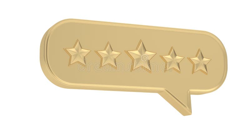 Five Star Review Speech Bubble, 3D Rendering. 3D Illustration Stock ...